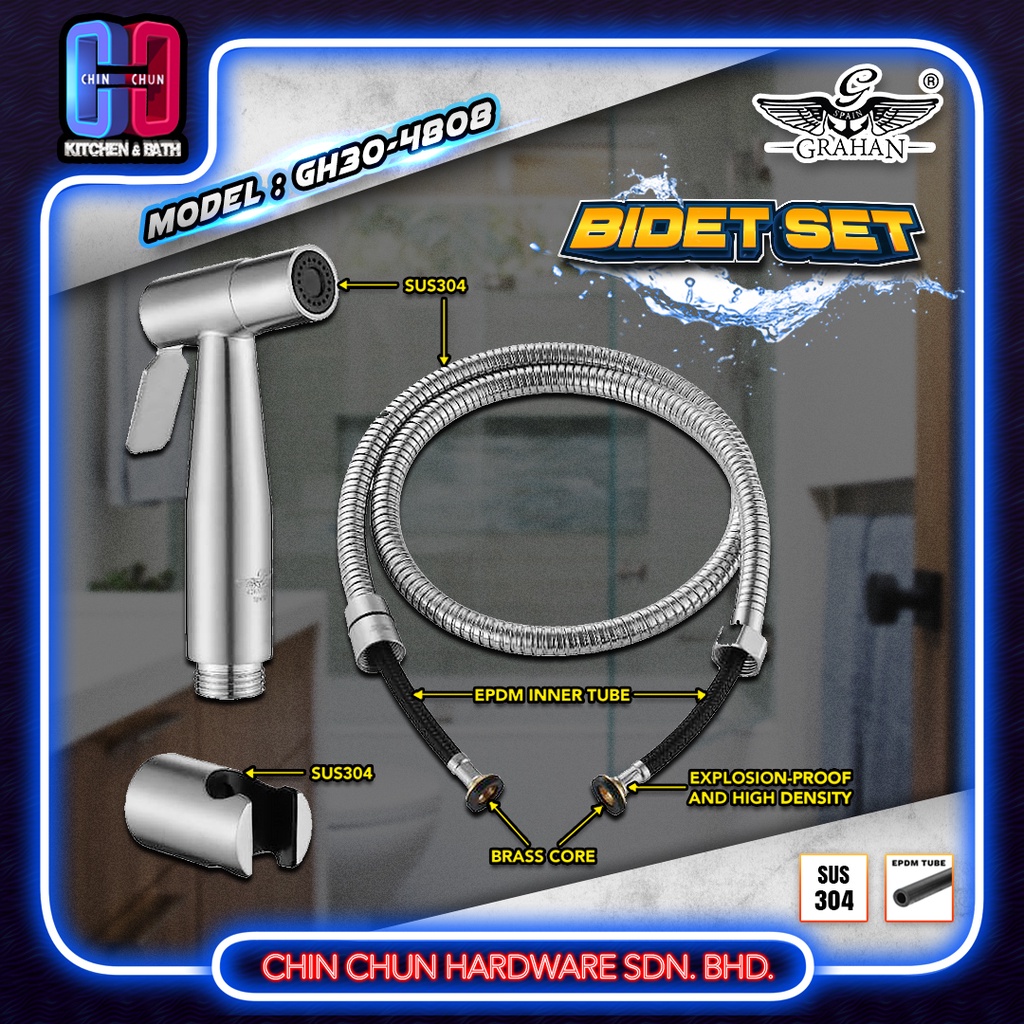 GRAHAN GH30-4808 SS304 BIDET SET GH90-9001 CHROME HAND BIDET ONLY GH90 ...
