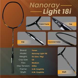 YONEX Nanoray Light 18i (Black) 5UG5 (FREE) YONEX Voltric Lite 20i ...
