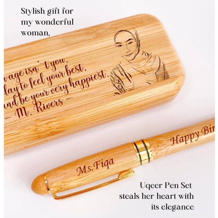 Wooden Customize Name Pen Box Engrave Name Luxury Premium DIY Valentine ...