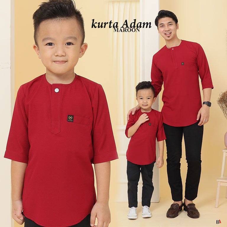 KURTA ADAM KURTA SLIM FIT KURTA RAYA 2023 KURTA 3 SUKU SET AYAH ANAK ...