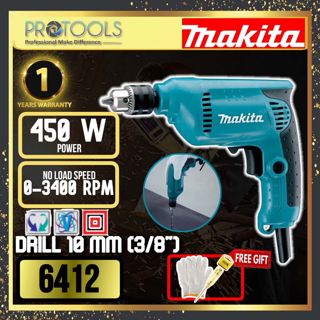 MAKITA 6412 CORDED DRILL 10 mm (3/8") 450W | Shopee Malaysia