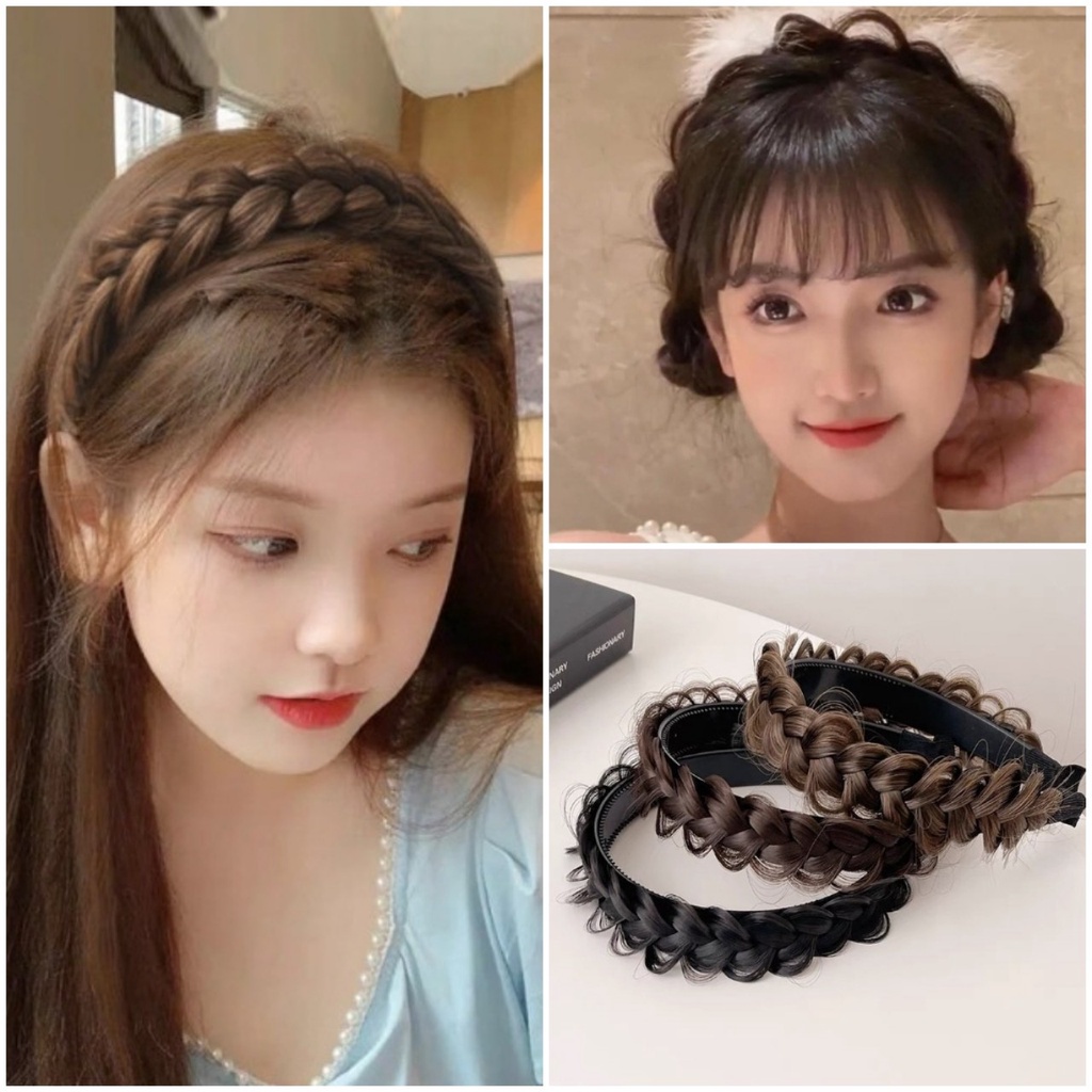 Wide-brimmed Wig Twist Braid Headband Female Fish Bone Braid Headband ...