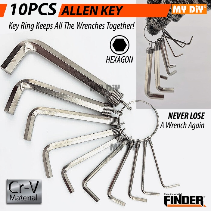 MYDIYHOMEDEPOT - FINDER CRV 10PCS ALLEN KEY HEX KEY ALLEN WRENCH HEX ...