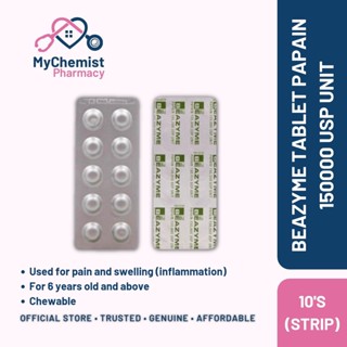 Beazyme Papain 150000 USP Unit & Primase Papain 20000 USP Unit 10's ...