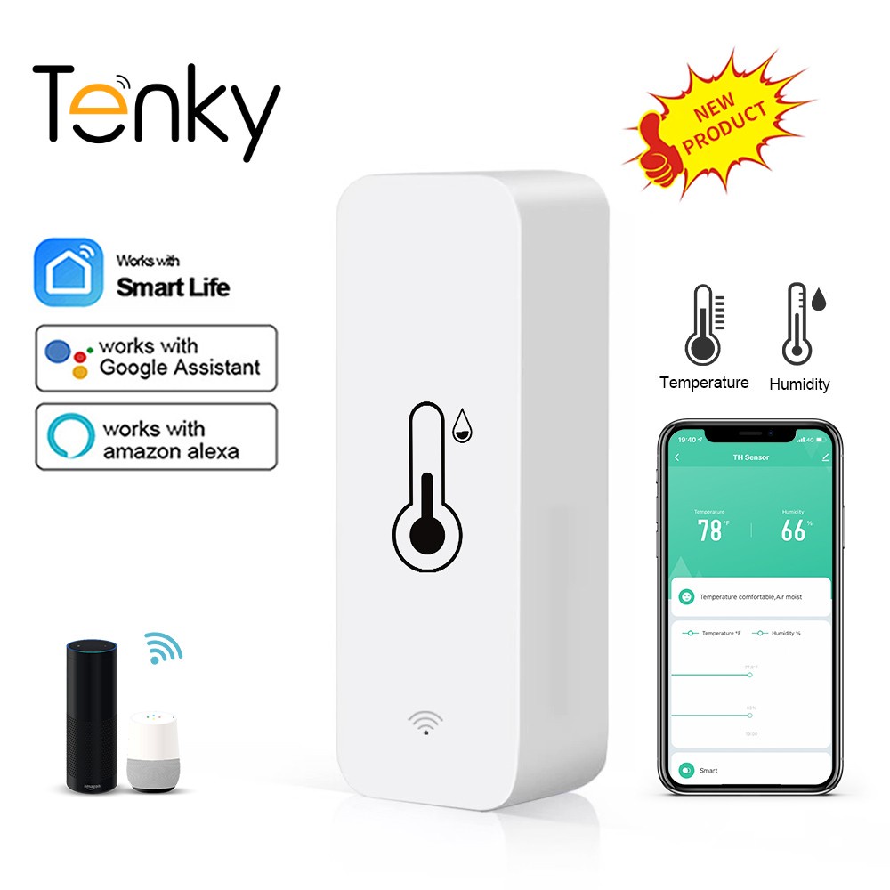 Tenky Wifi Tuya Smart Temperature and Humidity Sensor Work With Alexa ...