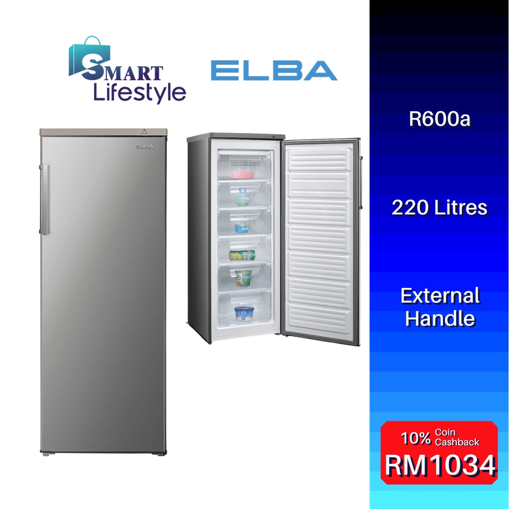 Elba Upright Freezer (220L) EUF-J2217(SV) | Shopee Malaysia