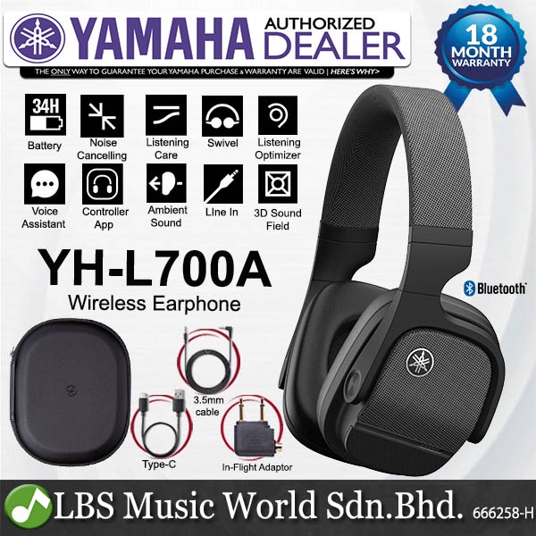 Yamaha YH-L700A Over Ear Wireless Headphone with Bluetooth and 3D Sound ...