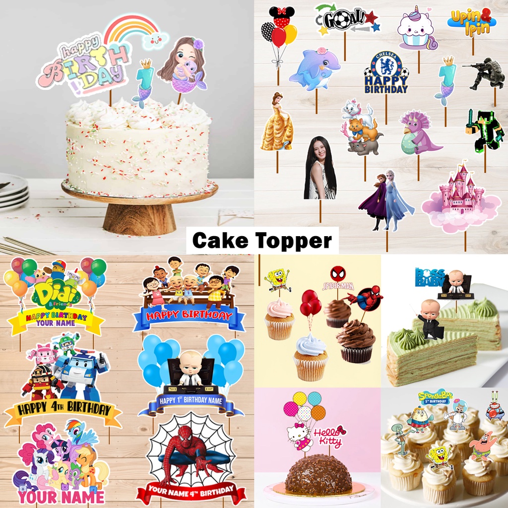 CAKE TOPPER / CARTOON CAKE TOPPER / ANIMAL CAKE TOPPER / CUTE CAKE ...