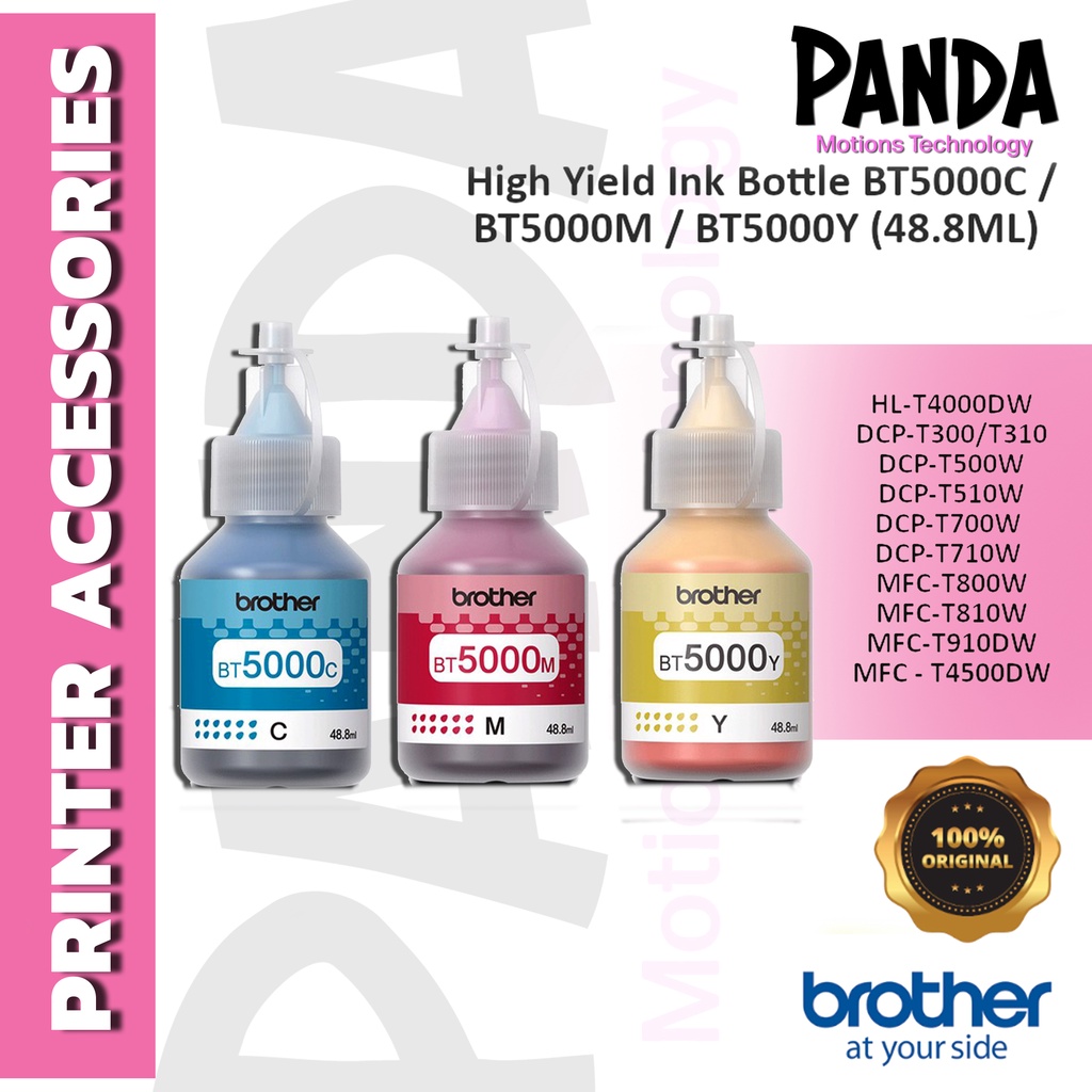 Brother High Yield Ink Bottle BT5000C / BT5000M / BT5000Y (48.8ML ...