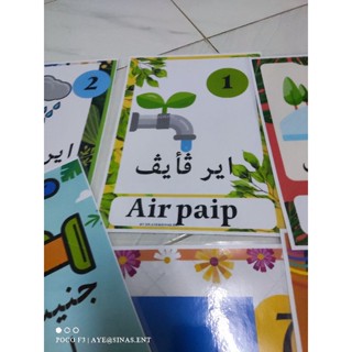printed laminated flashcard 7 jenis air mutlak tulisan jawi dan rumi ...