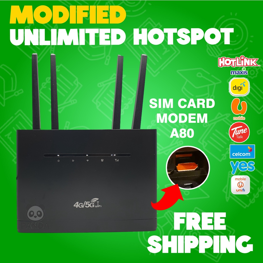 Modified Unlimited 4G LTE Modem A80 MOD Router WiFi Data 4 Antenna Like ...