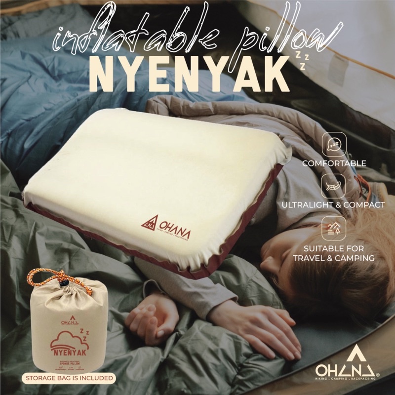 OHANA 3D Outdoor Automatic Inflatable Pillow High Elastic Sponge Air ...