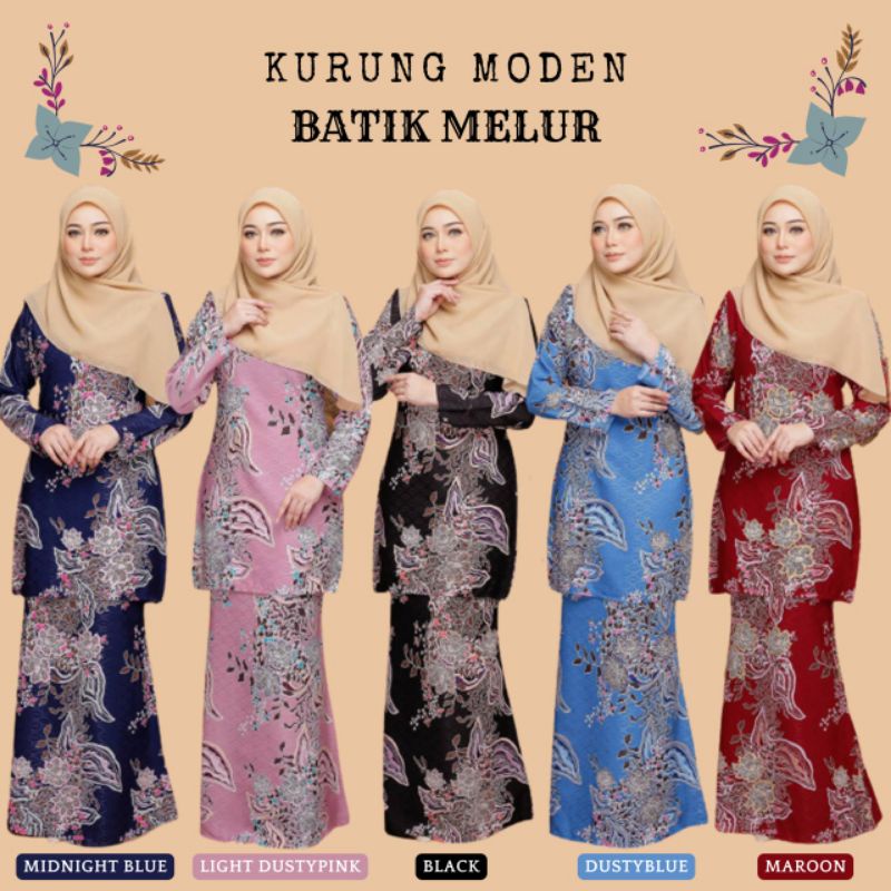 KURUNG MODEN BATIK MELUR VIRAL (IRONLESS) | Shopee Malaysia
