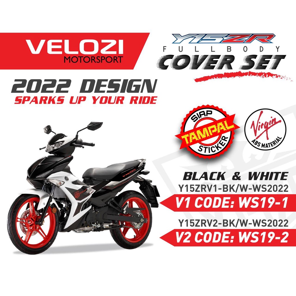 COVERSET YAMAHA Y15ZR Y15 YSUKU V1 V2 BLACK WHITE 2022 WS DESIGN ...