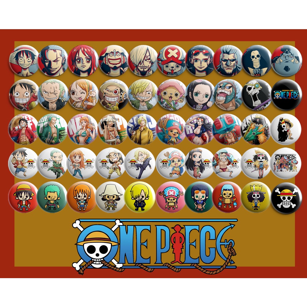 44mm Medium Button Badge One Piece Mugiwara Crew {No Minimum Order ...