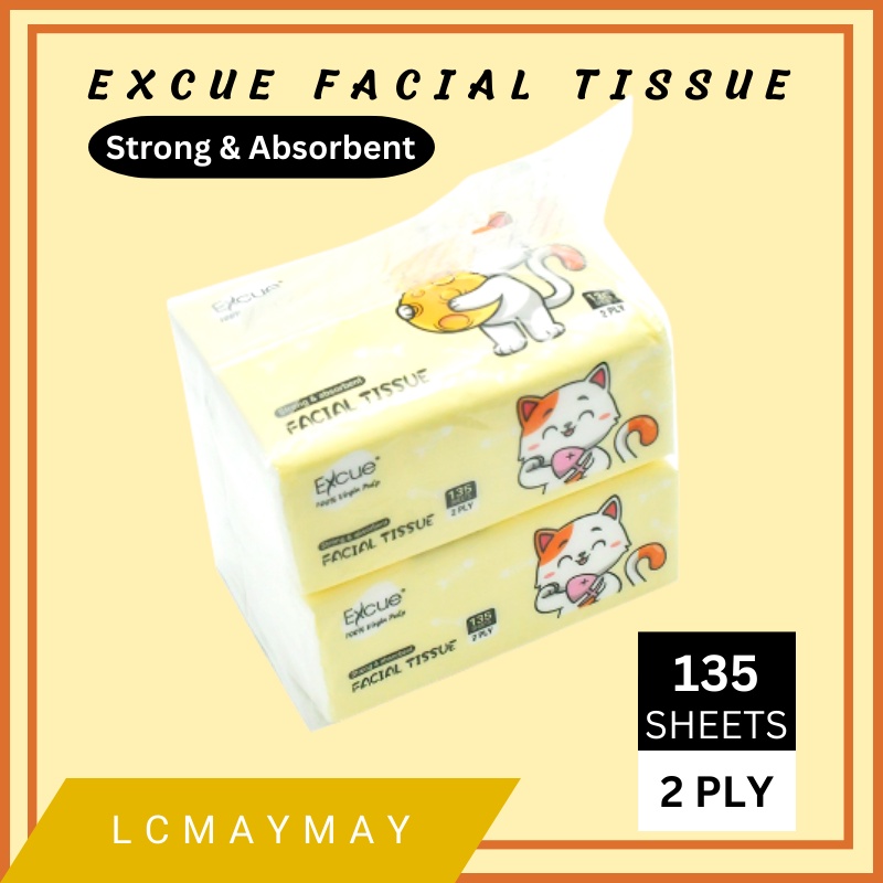 Excue Softpack Facial Tissue 135 Sheets (2pcs/pack) | Shopee Malaysia