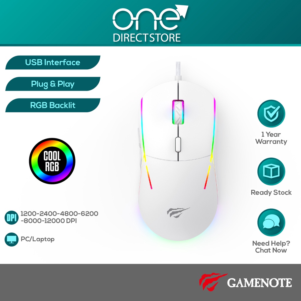 GAMENOTE MS961 RGB Backlit Programmable Gaming Mouse | Shopee Malaysia