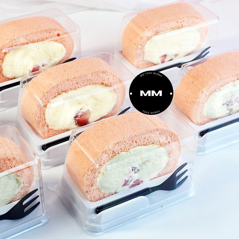 10pcs Mica roll tray Premium Mica bolu roll mini slice cake box tray ...