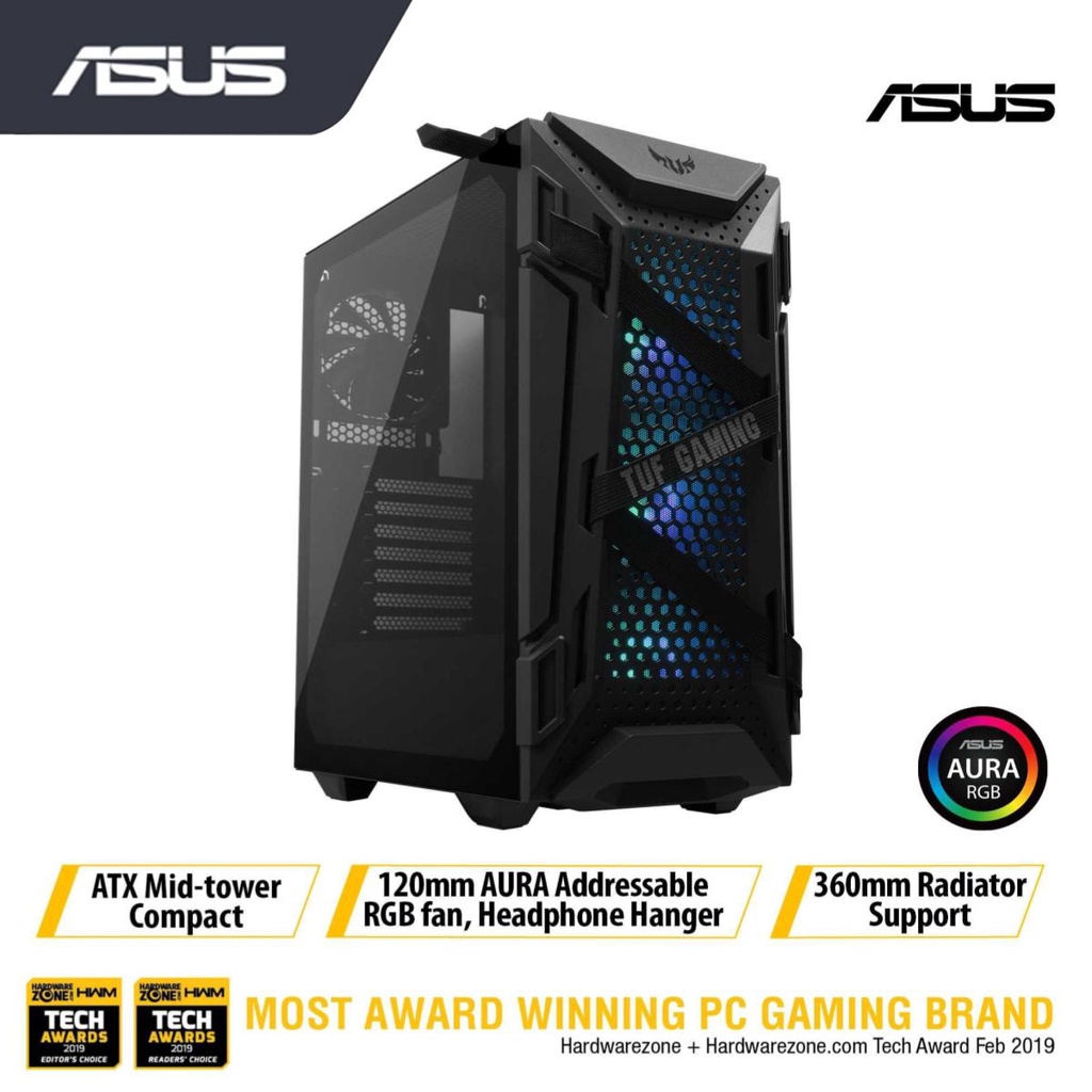 ASUS TUF Gaming GT301 Mid-Tower Compact Case for ATX Motherboards with ...