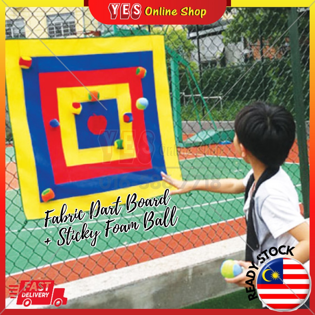 1m x 1m FABRIC DART BOARD with STICKY SOFT BALL Papan Kain Damak ...
