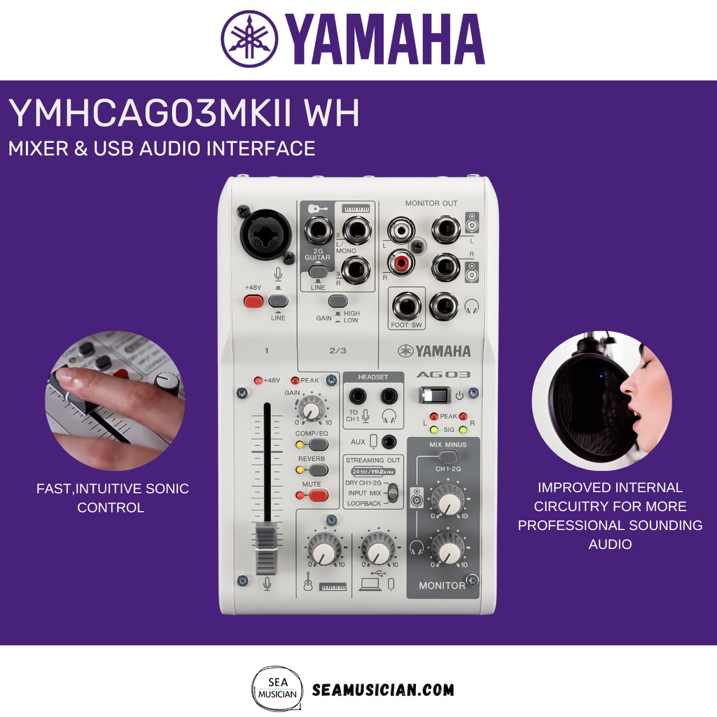 YAMAHA AG03MKII 3-CHANNEL MIXER & USB AUDIO INTERFACE WHITE | Shopee Malaysia