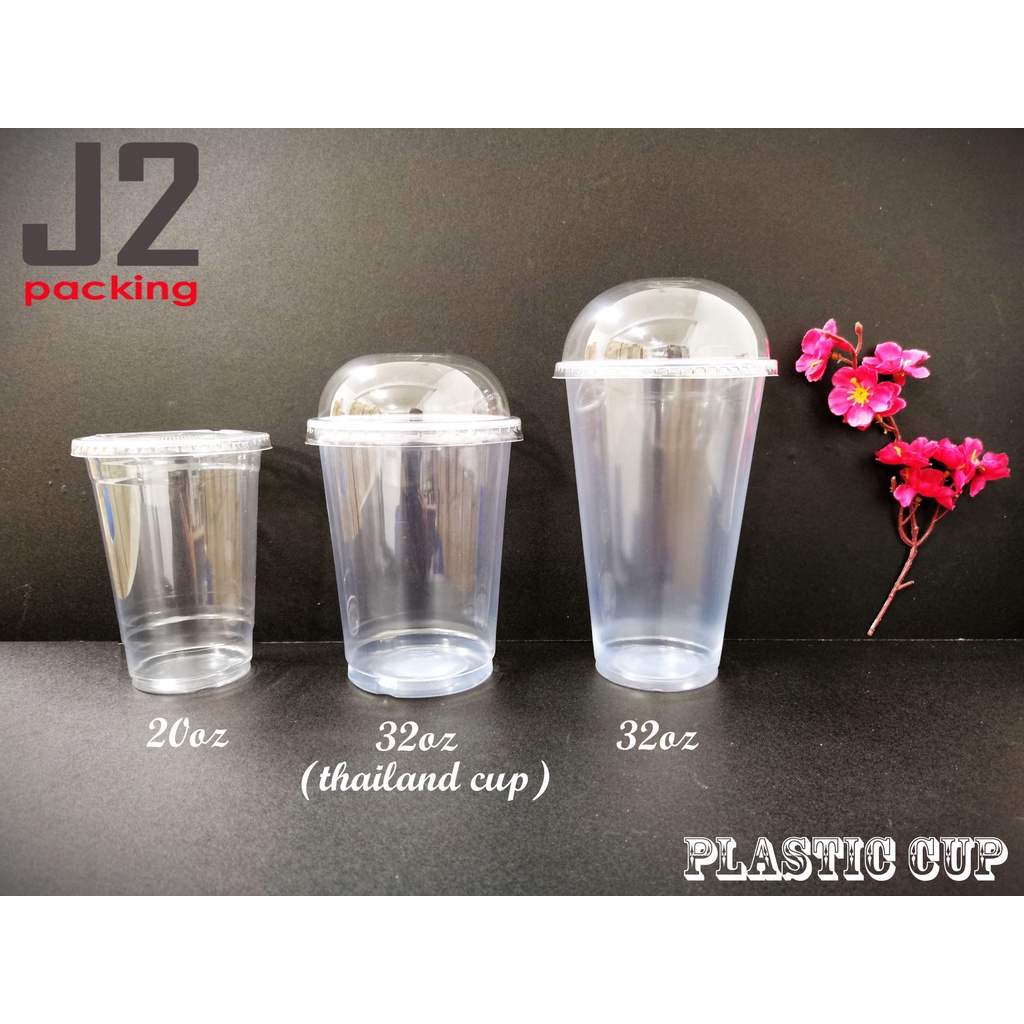 Disposable Clear Plastic Cup / 20, 32oz ( Big Cup ) / Cawan Minuman ...