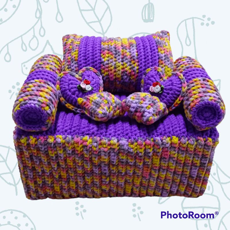 SARUNG KOTAK TISU KAITAN DESIGN SOFA..(200 helai) TISSUE BOX HOLDER ...