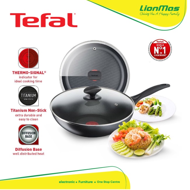 Tefal Cook & Clean Wokpan 28cm w/Lid B22572 (Non Stick Cookware/ Pot and Pan) | Shopee Malaysia