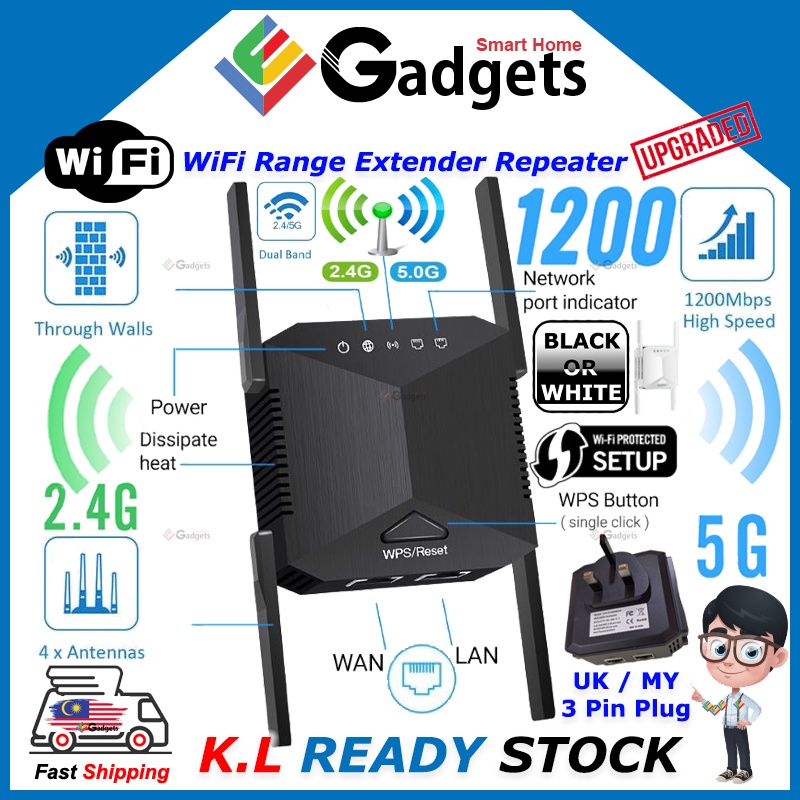 WiFi Range Extender Signal Repeater Booster Amplifier Router 5G 2.4G ...