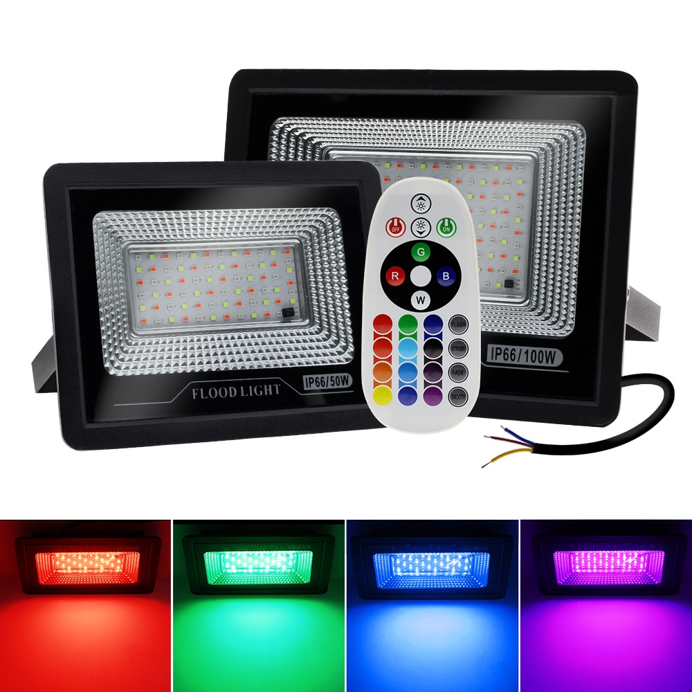 RGB LED Flood 240V 50W 100W Spotlight IP66 Waterproof Outdoor Landscape ...