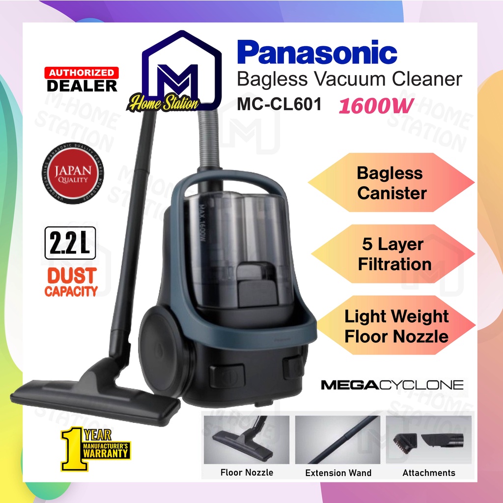 Panasonic 1600W Mega Cyclonic Bagless Vacuum Cleaner MC-CL601 / MC ...