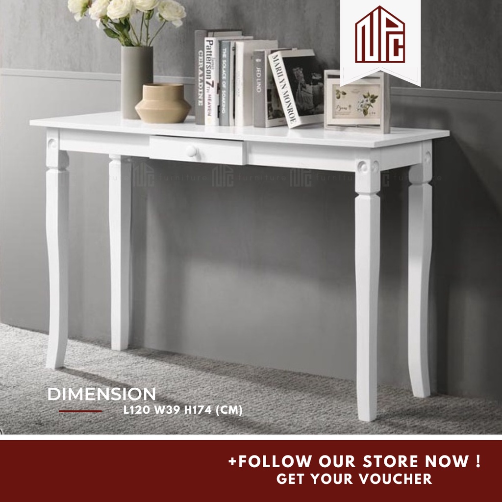 NPC 3FT / 4 FT White Solid Console Table Meja Console Meja Berlaci Meja ...