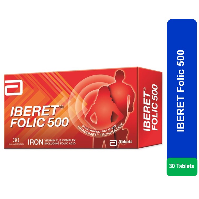 Iberet Folic 500 Iron Supplement with Folic Acid Tambah Darah Zat Besi ...