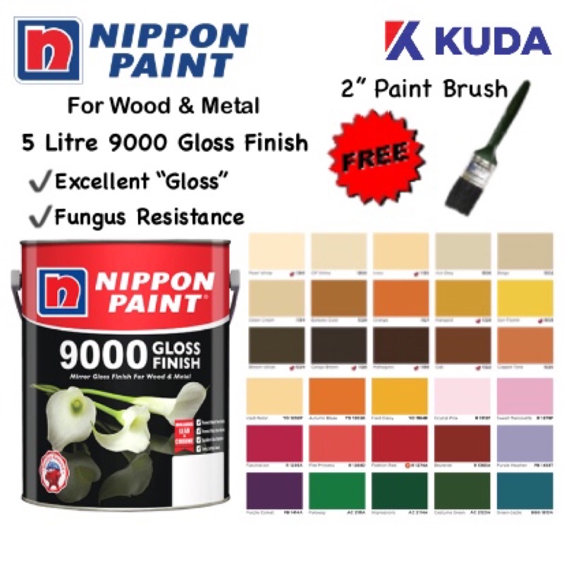 5L NIPPON 9000 Gloss Finish for Wood & Metal Cat Minyak | Shopee Malaysia