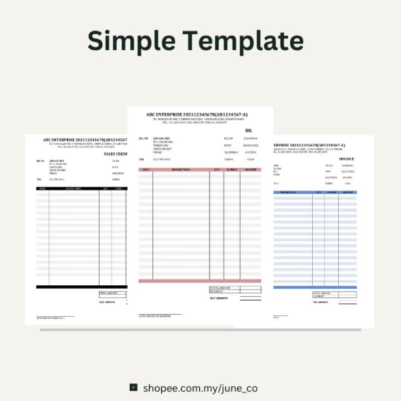 INVOICE TEMPLATE BIL TEMPLATE CREDIT NOTE TEMPLATE DIGITAL | Shopee ...