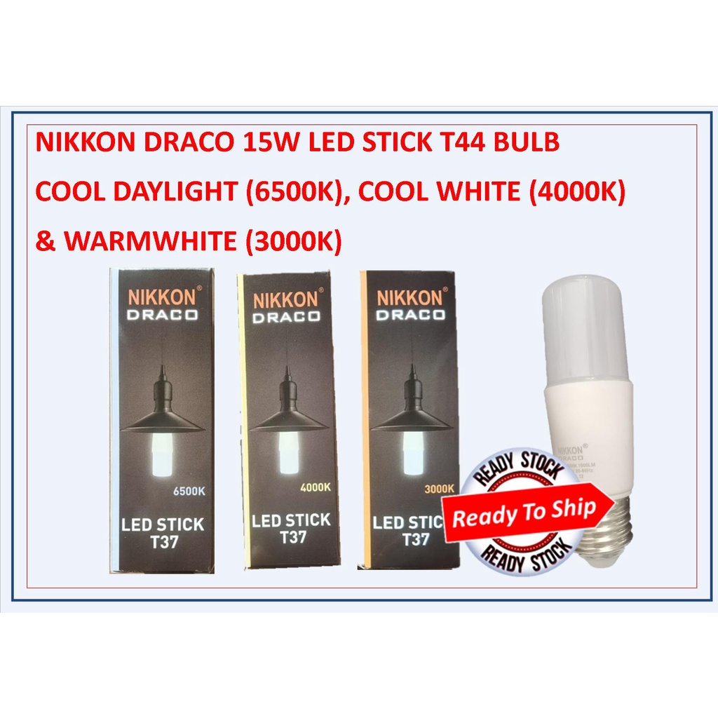 NIKKON DRACO E27 15W LED STICK T44 BULB COOL DAYLIGHT (6500K), COOL ...