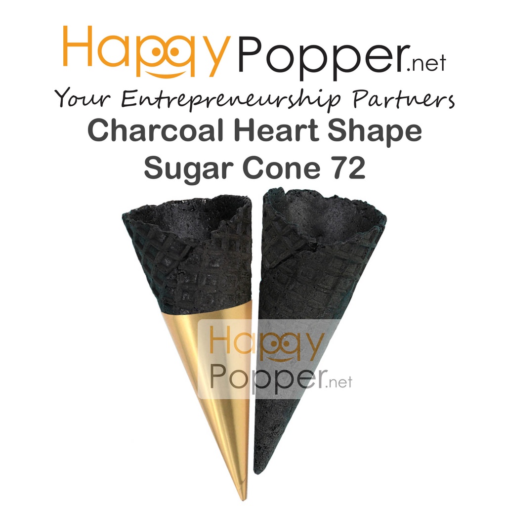 Happypopper Ais Krim Aiskrim kon Ice Cream Charcoal Heart Shape Sugar ...