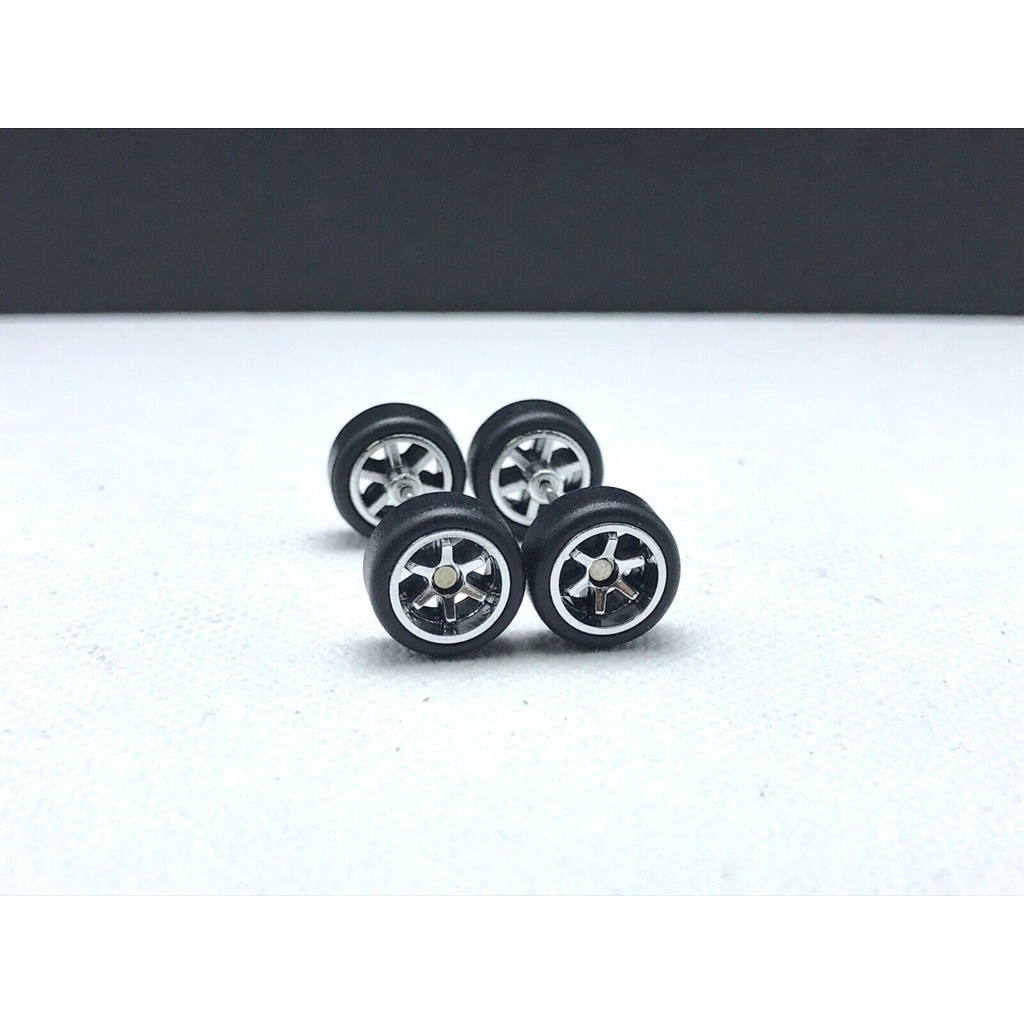 Z238 Rubber wheels Tayar getah 1:64 Hot wheels - TE37 Chrome 8mm, Axle ...