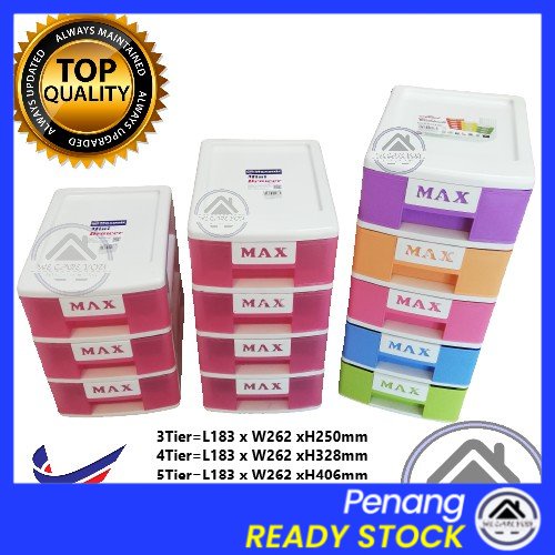 Wecareyou20 3/4/5 Tier Plastic Desk Drawer Laci Kecil Meja Laci Dokumen ...
