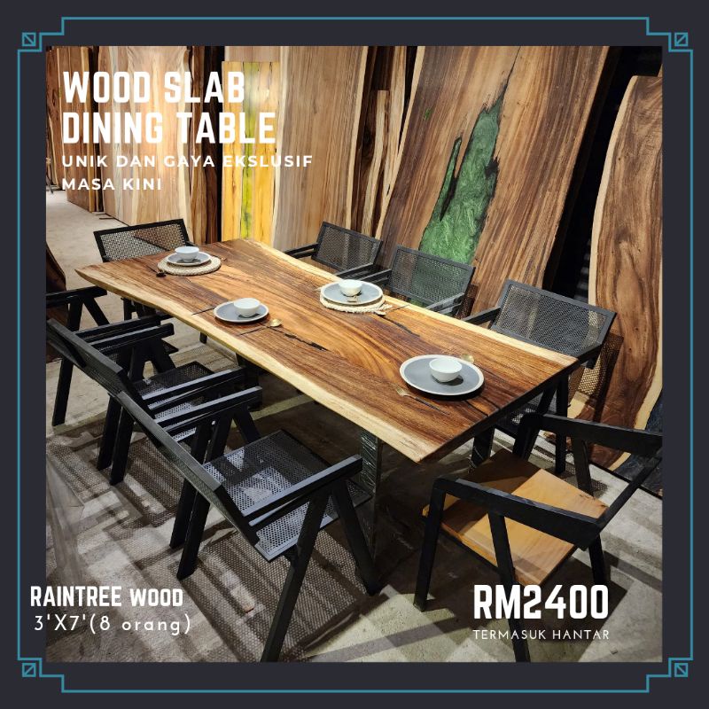 Meja makan kayu balak / dining table wood slab | Shopee Malaysia