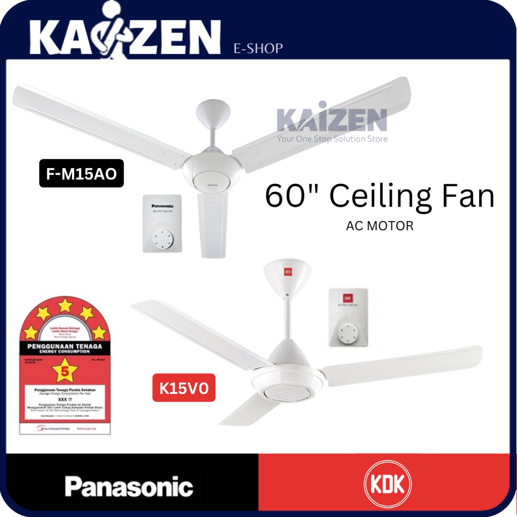 KDK / PANASONIC 3-Blades 5 Speed Regulator Ceiling Fan (White) | Shopee ...