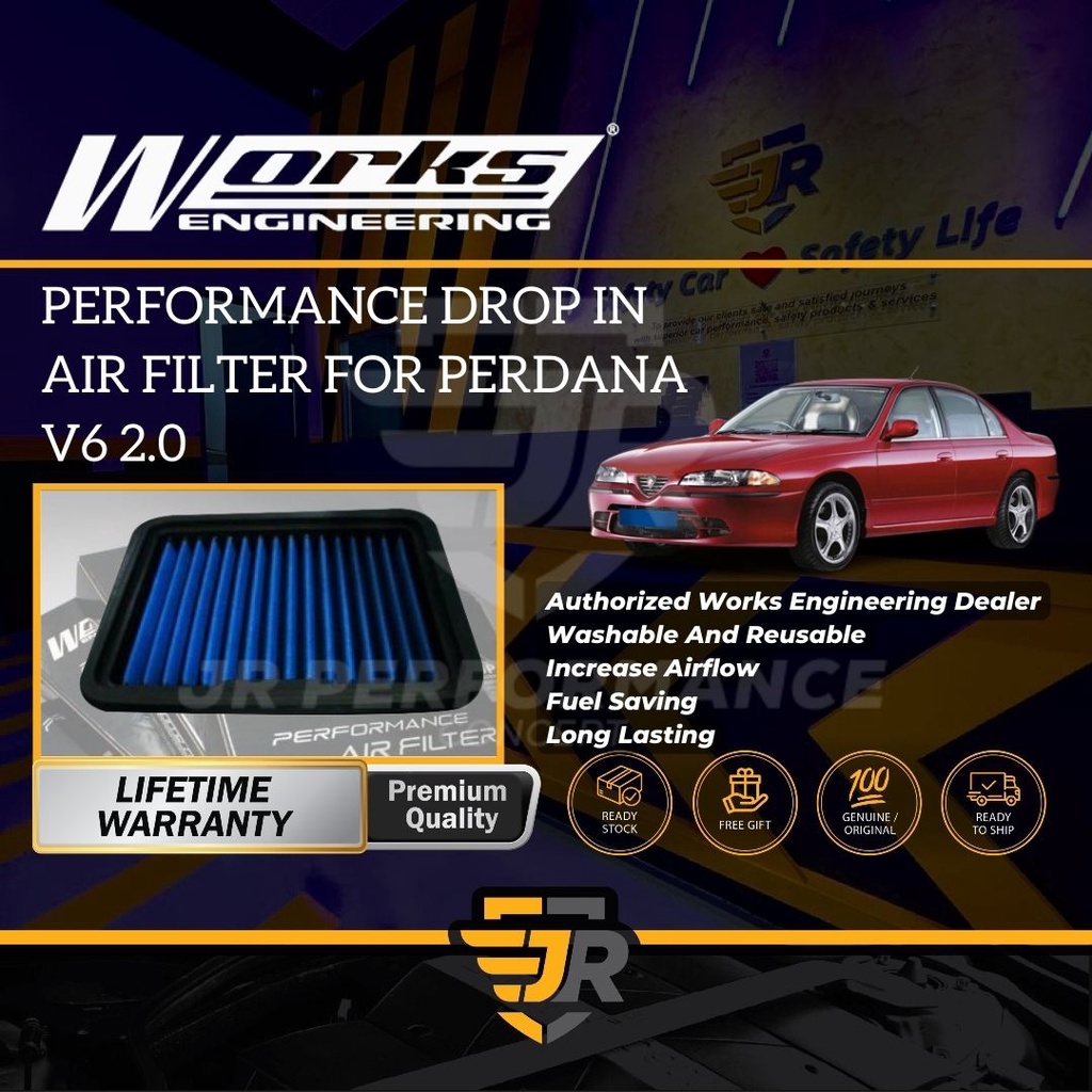 Works Engineering Washable Drop In Replacement Air Filter Perdana V6 2. ...