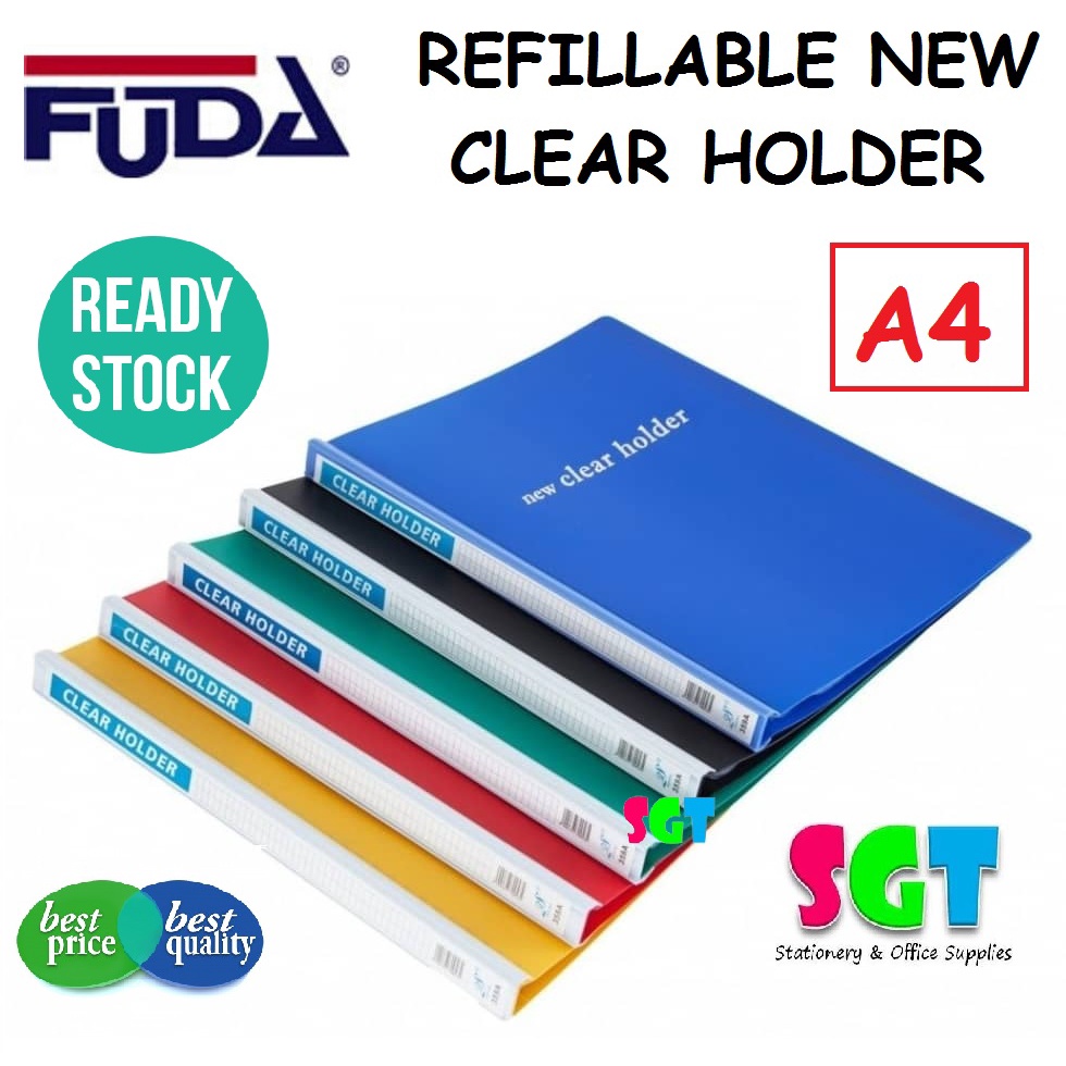 Fuda A4 Refillable New Clear Holder 20 pockets (359A) - Random Colour ...