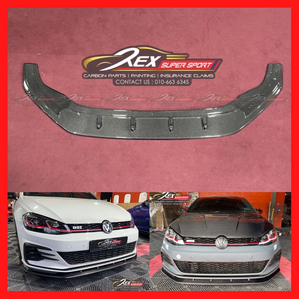VW Volkswagen Golf MK7.5 GTI Front Lip TCR Real Forged / Carbon Fiber Depan Bumper Lip | Shopee ...