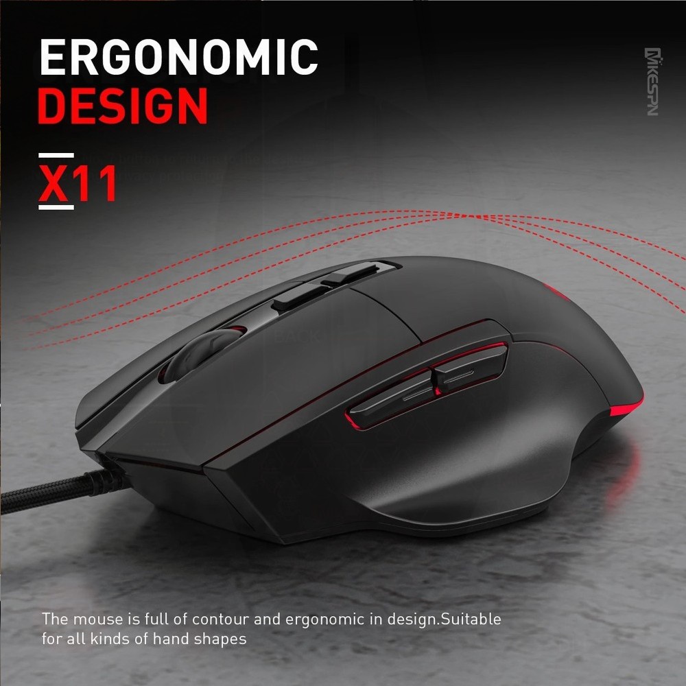 X11 Wired Mouse Computer Gamer Gaming Wire USB Game Mice 3200 DPI with ...