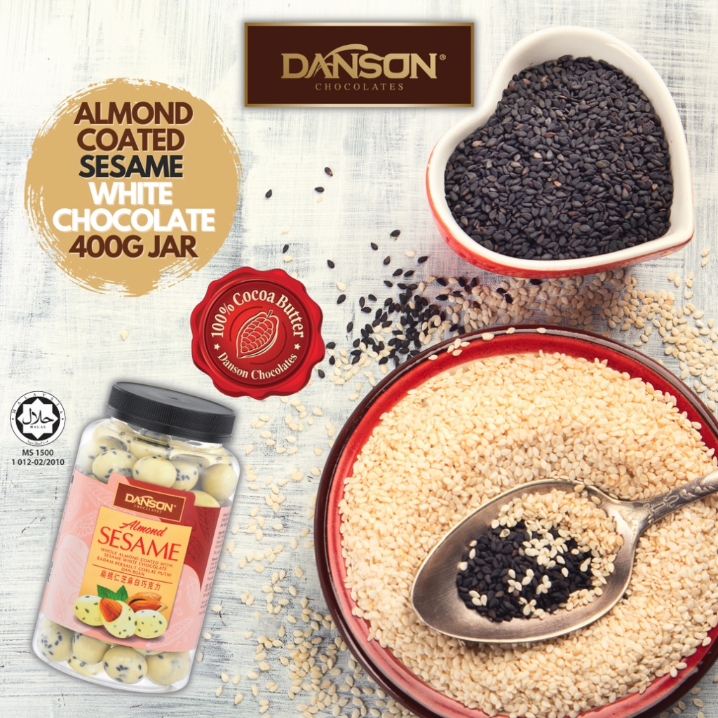 Danson Almond Coated Sesame White Chocolate 400g Jar | Shopee Malaysia