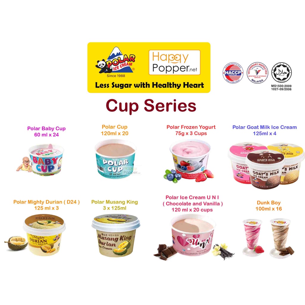 Aiskrim Polar Ice Cream Cups Baby Durian Goat Milk Yogurt Cup Cups ...