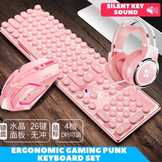 🔥Ready Stock🔥 Girl Cute Pink Keyboard, Mouse & Headset set Mechanical ...