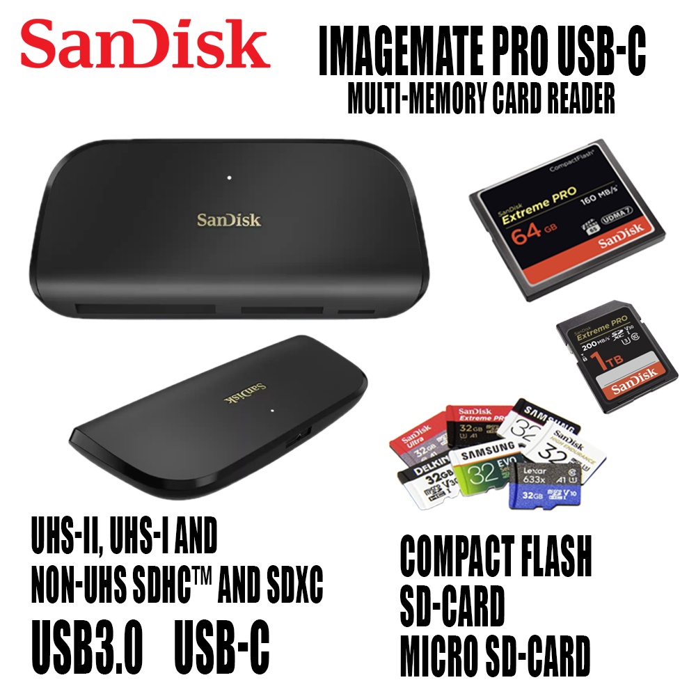 SANDISK IMAGEMATE PRO USB-C MULTI-CARD READER HIGH SPEED FOR MICRO SD ...