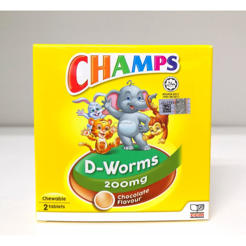 CHAMPS D-WORMS 200MG 2s [CHEW TABLET CHOCOLATE FLAV] | Shopee Malaysia